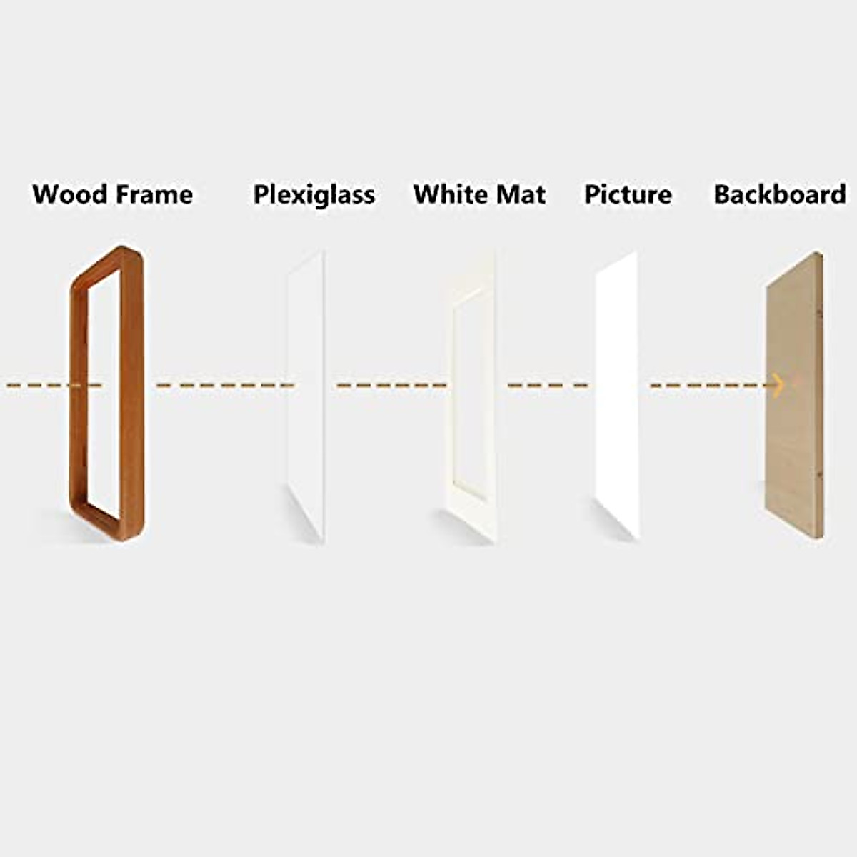 Natural Wood Photo Frames Inspired Tabletop Picture Frame with Mat, Vertical or Horizontal Display (Teak, 4x6 matted to 3x5)