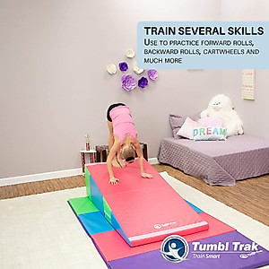 Tumbl Trak Folding Incline Cheese Mat, Primary Rainbow, 30 in x 68 in x 16 in