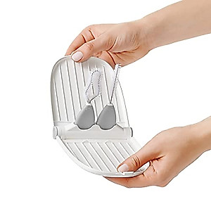 OXO Tot Breast Pump Parts Compact Drying Rack with Detail Brushes, Gray, 2 Piece Set