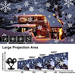 Craftersmark Christmas Projector Lights, Snowflake Projector Lights Outdoor, Snowflake Projector Indoor, Waterproof LED Christmas Light Projector Outdoor for Xmas Valentine Winter Holiday（Double-Head）