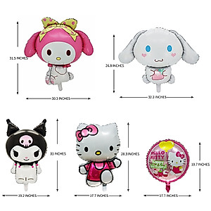 Kitty Birthday Party Supplies, 12Pcs Foil Balloons for Kawaii Party Decorations, Kitty Party Foil Balloons for Girls Kids Favors