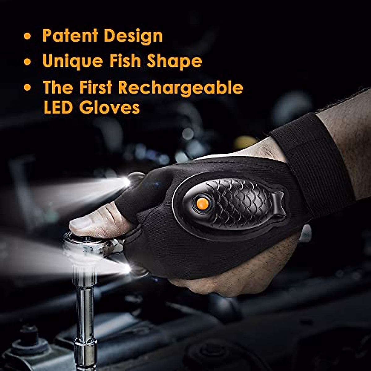 HANPURE Right Angle Drill Attachment Set+Rechargeable LED Flashlight Gloves