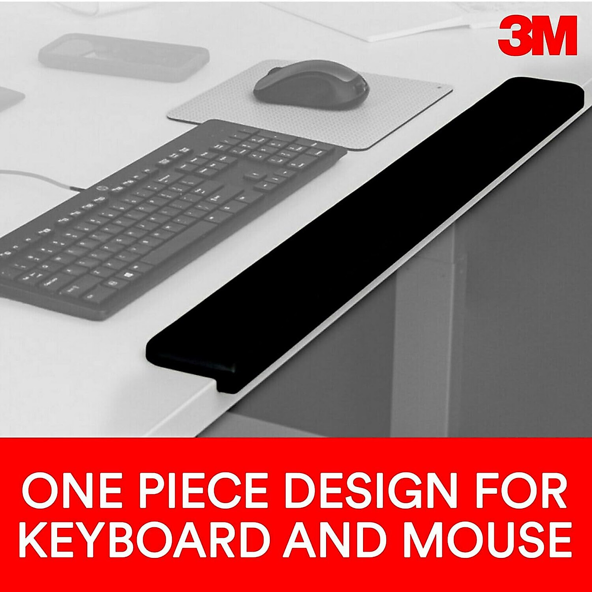 3M Gel Wrist Rest for Standing Desks, Accommodate Different Working Positions, Black (WR200B) 30.13 x 1 x 3.25 inches