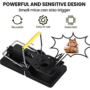 Grandpa Gus's Pest Control Large Snap Traps for Mice/Rats, Durable Plastic, Stainless Steel Powerful Spring Arm & Very Sensitive Trigger (Pack of 6)