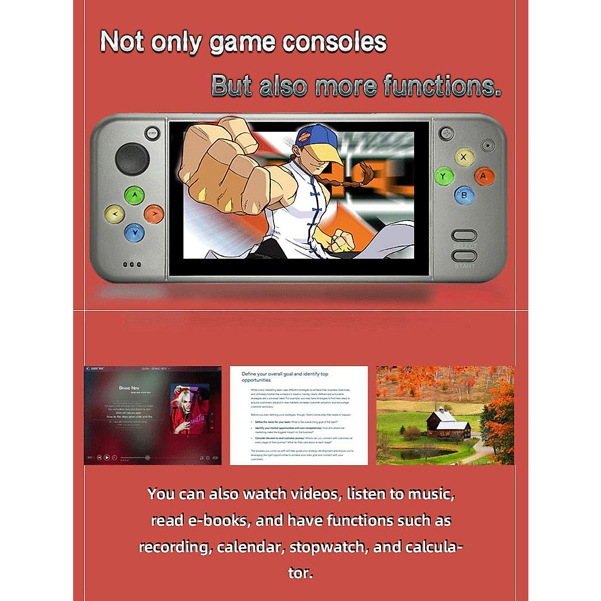 New CZT 5.1 LCD Screen Cool Color Handheld Game Console Multiple simulators Built-in 5000 Games can be archived Support HDMI Output/Video/Music/e-Book/Rechargeable Lithium Battery (Gray)