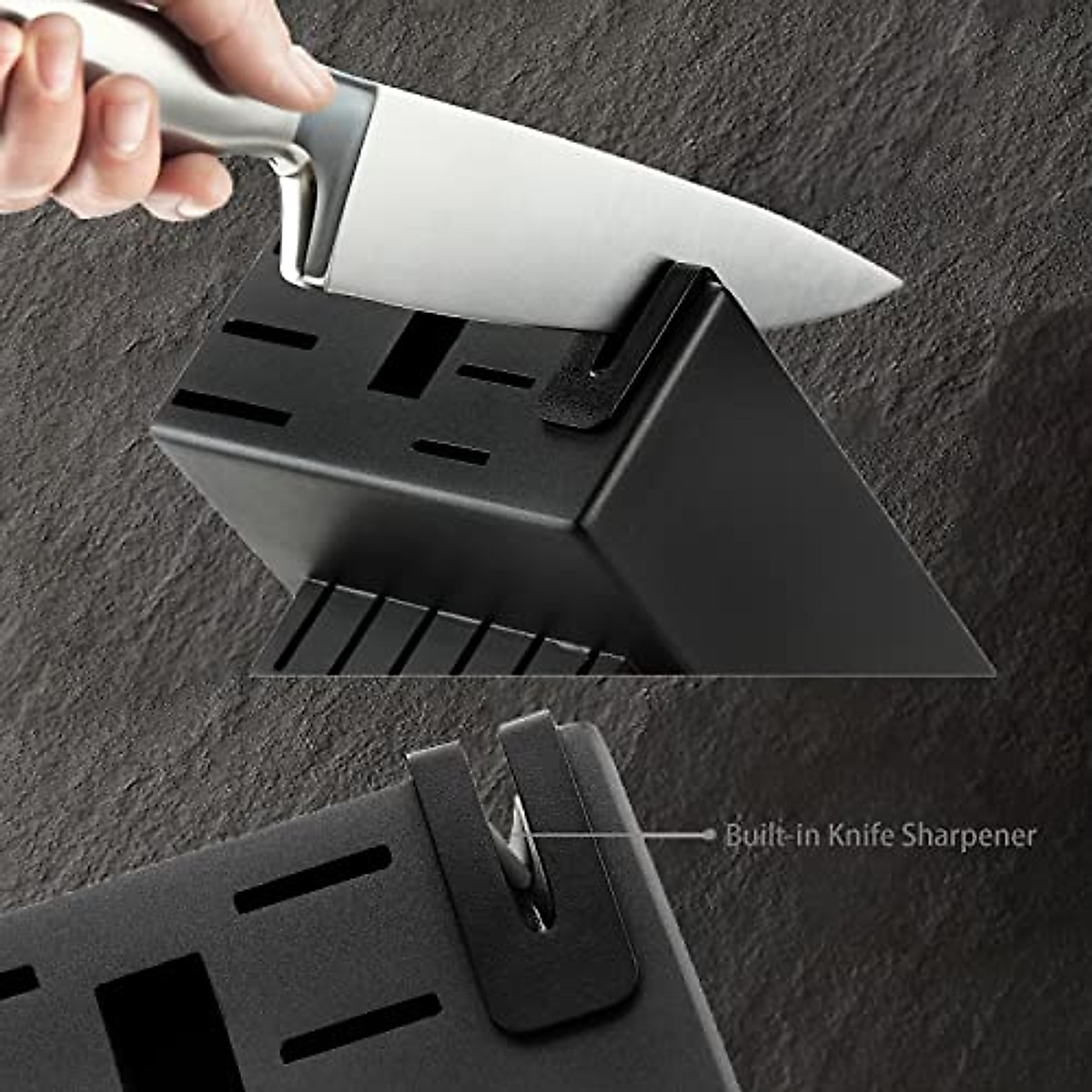 McHome MHK21 Knife Sets,15 Pieces German Stainless Steel Kitchen Knives Block Set with Built-in Sharpener