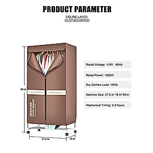 Xiaqing Clothes Dryer Portable Fast 1000W Dryer Machine,Portable Dryer for Apartments,New Generation Electric Clothes Drying