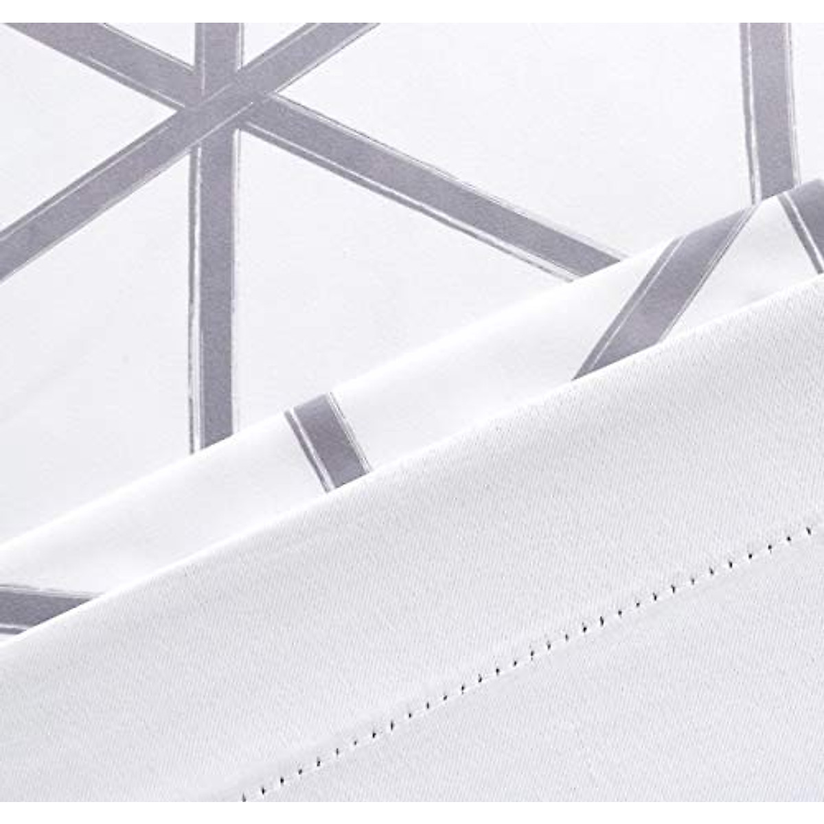 DriftAway Raymond Geometric Triangle Trellis Pattern Lined Thermal Insulated Energy Saving Window Curtain Valance for Living Room 2 Layers 52 Inch by 18 Inch Plus 2 Inch Header Gray and White