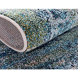 Unique Loom Chromatic Collection Modern & Vibrant Abstract Area Rug For Any Home Décor (8' 0 x 10' 0 Rectangular, Light Blue/ Beige)