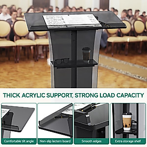YITAHOME Podium Stand Pulpits for Churches Stand 47 inches Tall, for Church, Wedding, Classroom, Conference, Lecterns & Podiums Portable with Reading Surface & Storage Shelf Floor