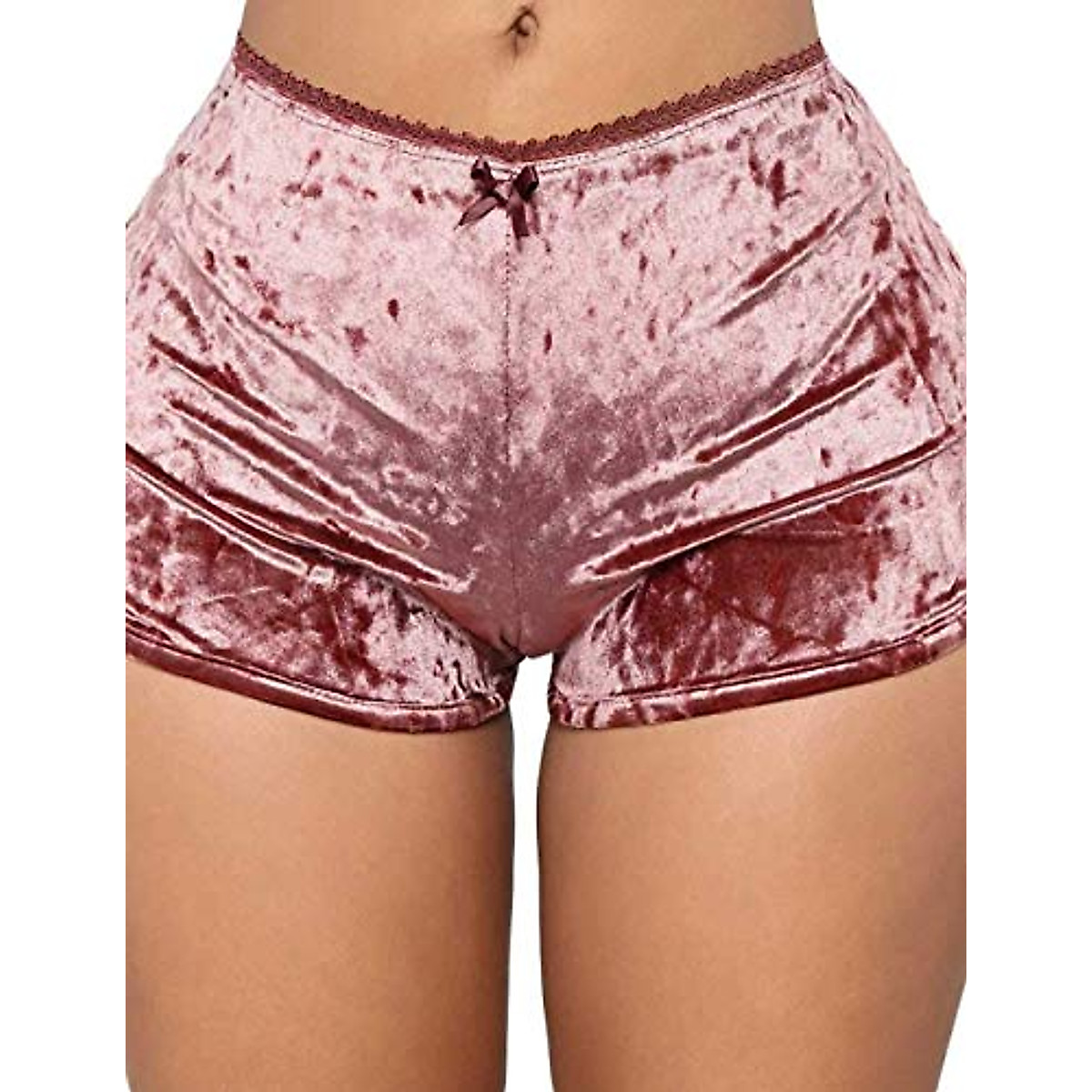 Springcmy Women's Velvet 2PCS Outfits Spaghetti Strap Crop Top and Shorts Pajama Sets (Pink,S)