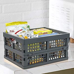 Nesmilers 3 Packs Plastic Collapsible Crates, Folding Bin, 15 L Foldable Crates