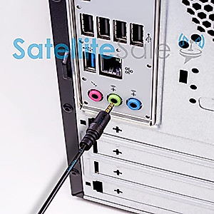 SatelliteSale Auxiliary 3.5mm Audio Jack Male to Male Digital Stereo Aux Cable Universal Wire PVC Black Cord 15 feet