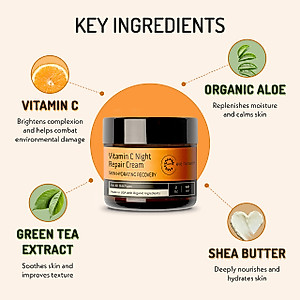 Eve Hansen Vitamin C Night Cream 2 oz - Anti Aging Face & Neck Cream with Vitamin E - Natural Face Moisturizer for Acne Scar Removal, Dark Circles, Filling Wrinkles