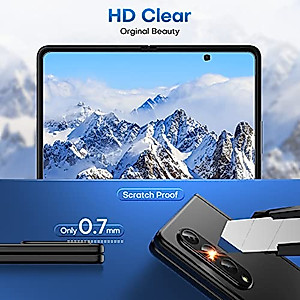 TOCOL [6 Items Designed for Samsung Galaxy Z Fold 3 5G- 2 Pack Front Tempered Glass Screen Protector + 2 Pack Inside TPU Screen Protector + 2 Pack Tempered Glass Camera Lens Protector, Bubble Free