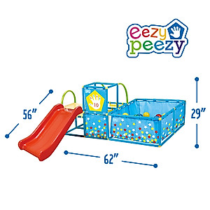 Eezy Peezy Active Play 3 in 1 Jungle Gym PlaySet – Includes Slide, Ball Pit, & Toss Target with 50 Colorful Balls