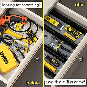 LIVORINI Kitchen Utensils Organizer | Utensil Tray Holder | Large Non-Slip Cutlery Drawer Organizer, 3 Compartment Multi-Purpose Home Organization, Black Utensil Organizer