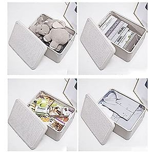 YunNasi Foldable Wardrobe Storage Box Organiser Basket Containers with Handles Folding Stackable Storage for Home,Office,Nursery School Shelf Baskets to Tidy clothes,Toys,Snacks,Books,Cosmetics (17in(L)*13in(W)*9.65in(H))