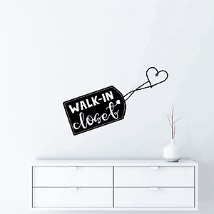 Walk in Closet - Tag Price Tag Closet Signage Closet Wall Decor Cute Heart Design Dress Tag Vinyl Wall Art Decal Sticker Home Closet Area Dressing Room Dressing Area Wardrobe Cabinet Size (4x10 inch)