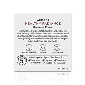 Cetaphil Face Cream, Healthy Radiance Renewing Cream, Visbily Reduces Look of Dark Spots, Brightening Lotion, Designed for Sensitive Skin, Hypoallergenic, Fragrance Free, 1.7oz