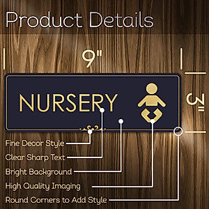 Baby Nursery Sign Nursery Mother's Room Sign, Black/Gold, Engraved, 3" x 9", Fade Resistance, Indoor/Outdoor Use, USA MADE By My Sign Center