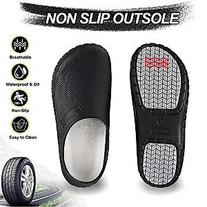 Zapatos Nonslip Water Proof Oil Work Clogs, Comfortable Nursing Nurse Shoes for Gardener Food Service, Office Seaside Extra Wide Clog-Men's Mules Chef Shoes Black