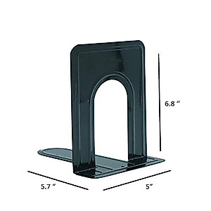 Lafbo™ Premium Heavy-Duty Black Bookends – Metal L-Shaped Book ends – Non Skid - Perfect for Books, DVD’s, VHS Tapes, Music CD’s, Games, – Measures 5.7 x 5 x 6.8 Inches – 2 Sets of 2 Book Supports (4)