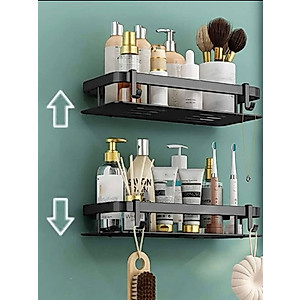 1pc Wall Mounted Punch-free Bathroom Storage Rack,Shower Caddy Shelf, Bathroom Shower Rack, Stainless Steel Suction Cup Toilet Rack, Toilet Organizer Rack