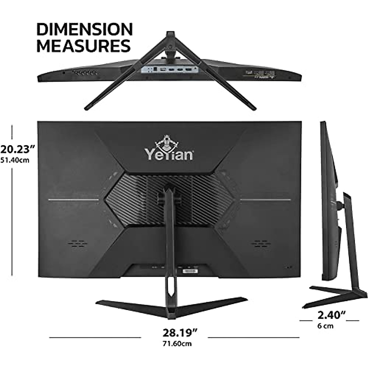 YEYIAN ODRAZ 32” PC Gaming Frameless 4K UHD HDR Monitor 3840x2160 IPS Panel, 1 Billion Colors, Low Blue, 350cd/m2, 1000:1, 60Hz, 4ms, 16:9, 178°, G-Sync, FreeSync, DP/HDMI/USB, Speakers, VESA, Tilt