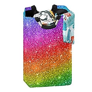 CaTaKu Tie Dye Laundry Hamper, Rainbow Laundry Basket Box Big Storage Waterproof Easy Carry for Family Dormitory Laundry Room, 12.6 x 11 x 22.7 Inches