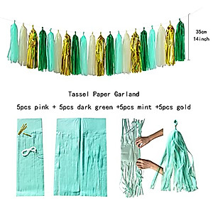 Sage-Green Beige-Gold Baby Shower Party-Decorations - 31pcs Kits Gender Neutral Boy Girl Welcome Baby Banner Flags,Tissue Paper Pom Poms,Tassel Streamers Garland Birthday Decor Panduola