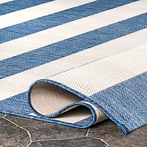 nuLOOM Alexis Striped Indoor/Outdoor Runner Rug, 2' x 8', Blue
