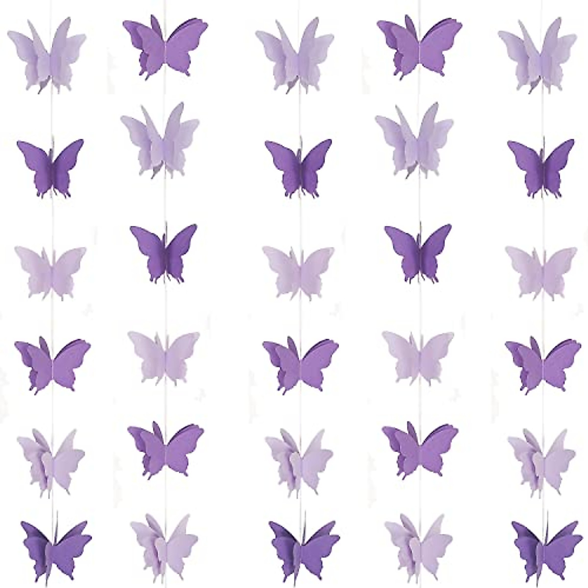 5 Pieces Butterfly Garland Decorations 3D Butterfly Banner Garland Purple Butterfly Paper Hanging Garland for Baby Shower Birthday Home Wedding Proposal Party Decor Supplies, 394 Inch Long…