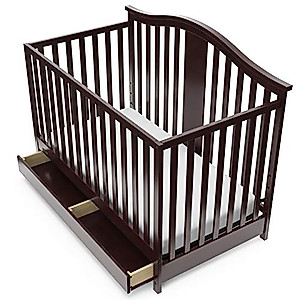 Graco Solano 5-in-1 Convertible Crib with Drawer (Espresso) – GREENGUARD Gold Certified, Crib with Drawer Combo, Includes Full-Size Nursery Storage Drawer, Converts to Toddler Bed and Full-Size Bed
