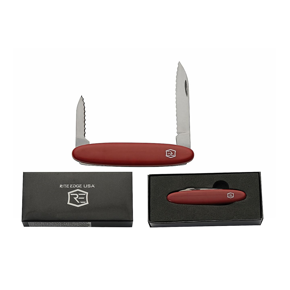 3.25" 2-Blade Trapper Pocket Knife - 440 Stainless Steel, Lightweight EDC Knife with Serrated Blade, Swiss Army Style, ABS Handle, Brass Pins - Ideal for Outdoor and Everyday Carry - Burgundy