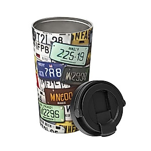 WANGZHAO License Plate Print Double Wall Stainless Steel Vacuum Insulated Tumbler Cup Home Thermal Cup