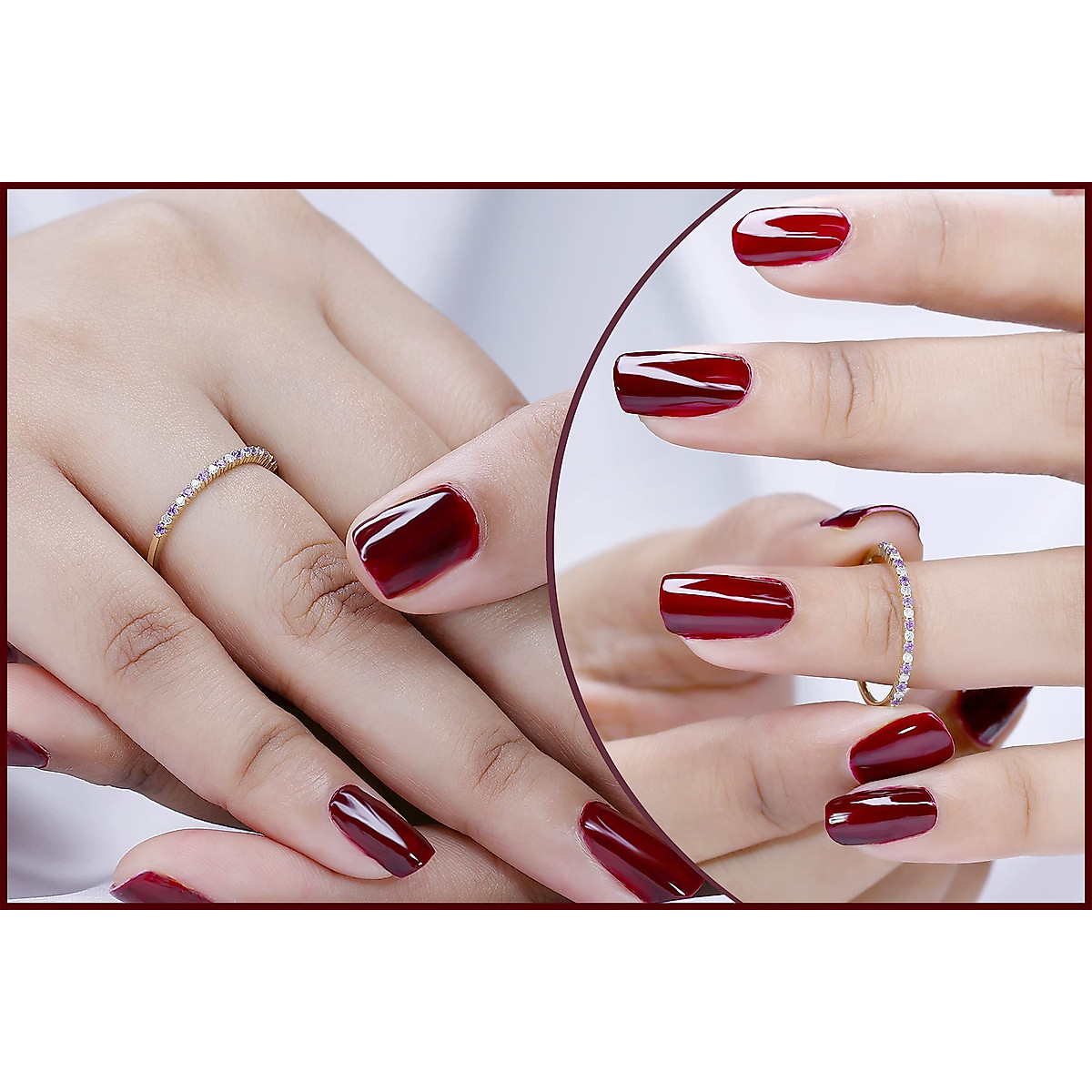 Dazzlingrock Collection Round Amethyst & White Diamond Thin Stackable Wedding Band for Women in 10K Yellow Gold, Size 6