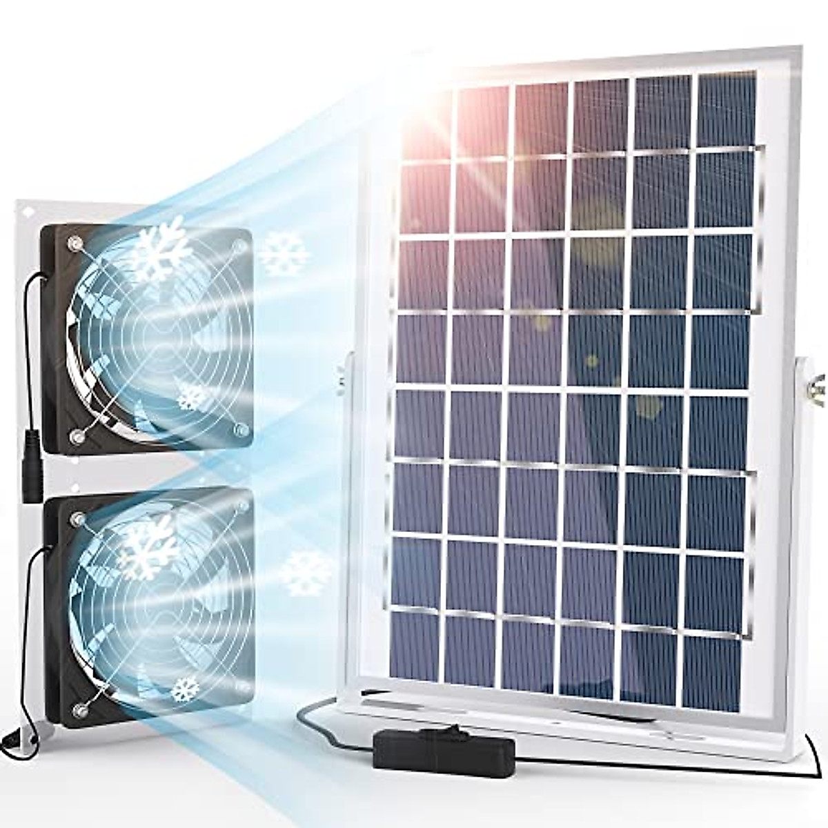 SOLPERK Solar Fan for Shed, 10w Chicken Coop Solar Panel Fan, Solar Greenhouse Fan with 11.8ft/3.6m Cable, Solar Exhaust Fan For Shed, Chicken Coop, Greenhouse, Dog House