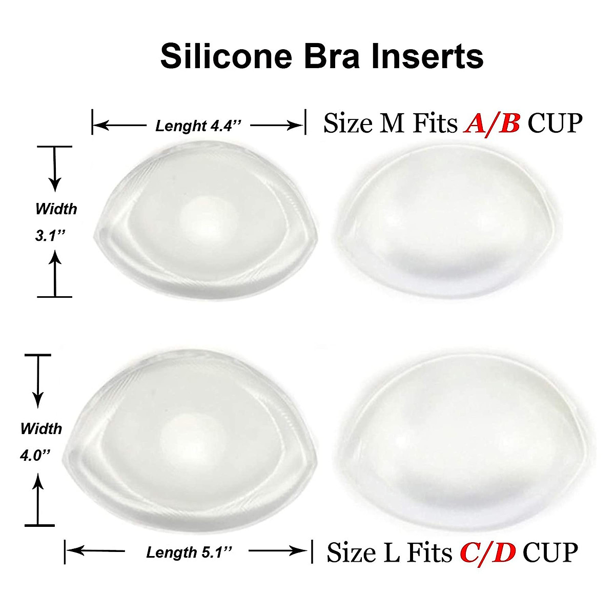 LZWIN Waterproof Silicone Bra Inserts - Push Up Breast Pads Bust Enhancers for Summer Swimsuits & Bikini (Medium (A/B Cup))