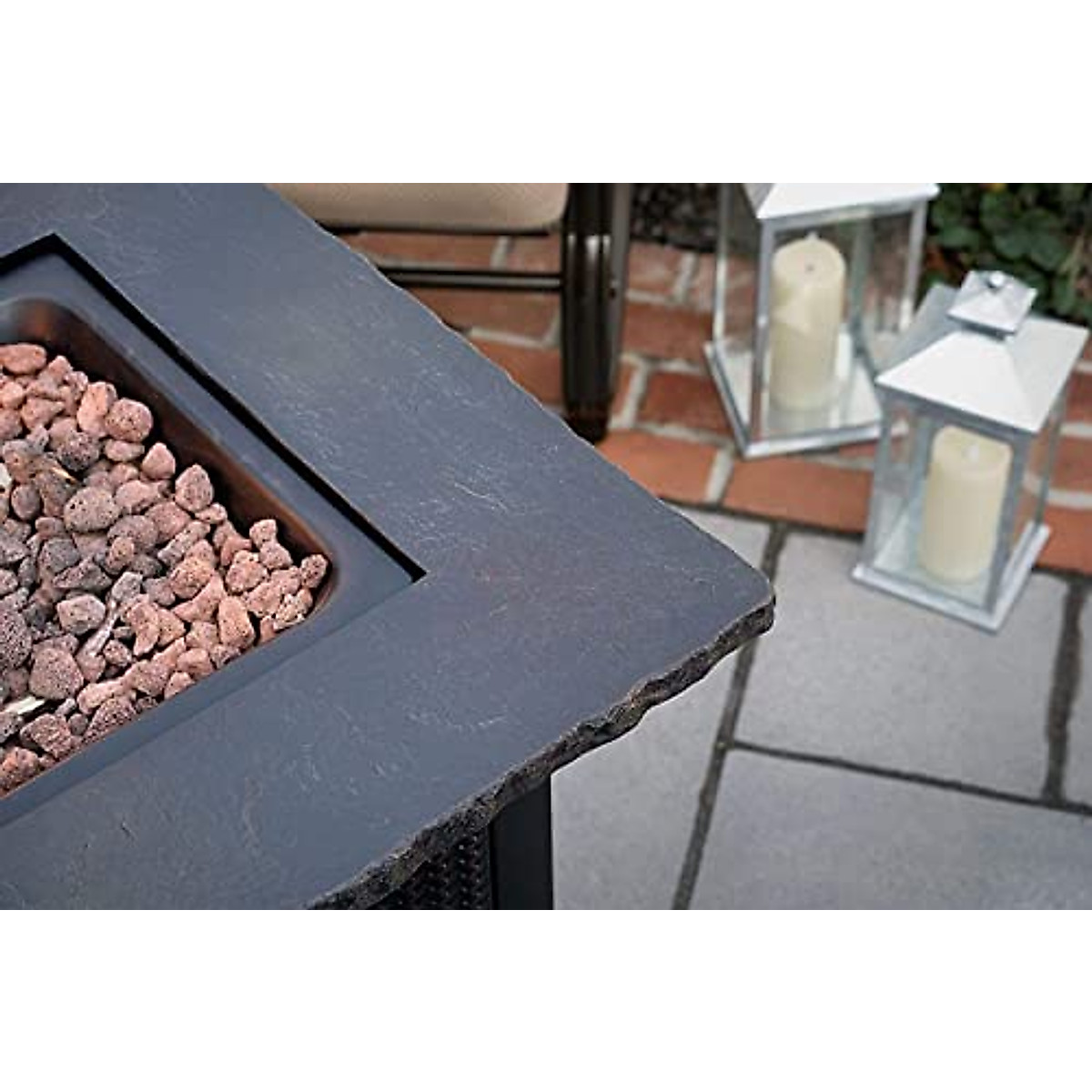 Endless Summer Propane Fire Pit Table 30 Inch Outdoor Gas Fire Pit, 50,000 BTU with Rock-Like Top, Cover, Lid, and Lava Rocks, Add Warmth and Ambiance to Your Backyard, Patio, Deck