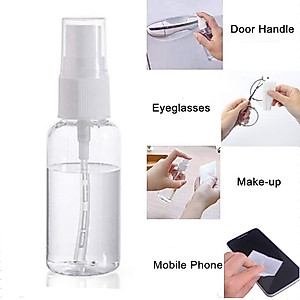 SINIDE Spray Bottles 30 ml/1 oz, 4 Pack Clear Empty Fine Mist Plastic Mini Travel Bottle Set, Portable Refillable Makeup Sprayer Containers for Perfume, Liquids, Aromatherapy, Small Size