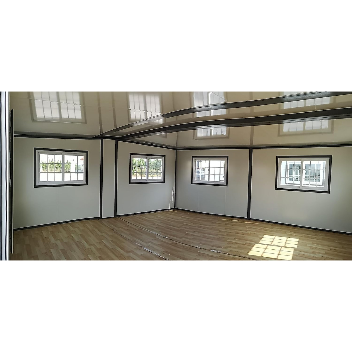 3 Bed Room Portable Home 40 FEET Outdoor Storage Shed Tiny House Mobile Expandable Plastic Prefab House, Modern Sturdy Steel Storage House with Lockable Door and Window 40 FT