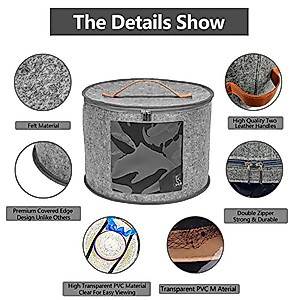 EVEKEI Hat Storage Boxes for Women and Men Hat Storage with Lid, Large Foldable Round Travel Hat boxes, Cowboy Hat Box, Bandboxes Fedora Felt Big Hat Storage Box, Hat Box for Men Large Round, Hat Organizer Hat Box for Travel 17" x 11" Inch Gray
