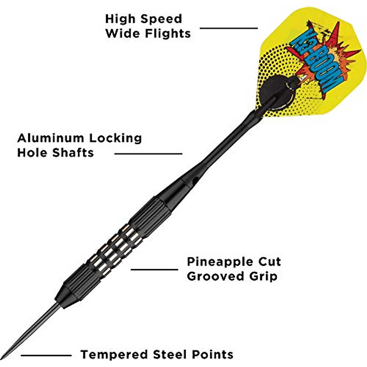 Viper Comix Steel Tip Darts: Ka-BOOM (Black), 22 Grams