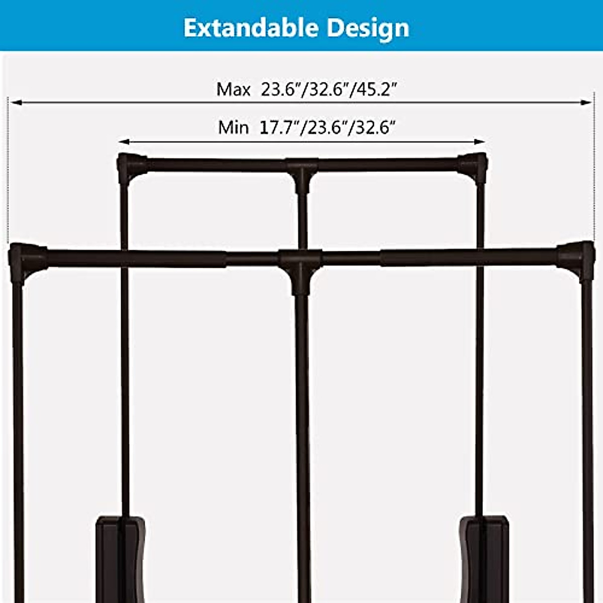 mellifuous Pull Down Closet Rod Adjustable Extender Closet Hanging Rod, 30 lbs Load Capacity Closet Bar for Hanging Clothes, Wardrobe Lift Saving Space Aluminium Rod Automatic Rebound (26''-35'')