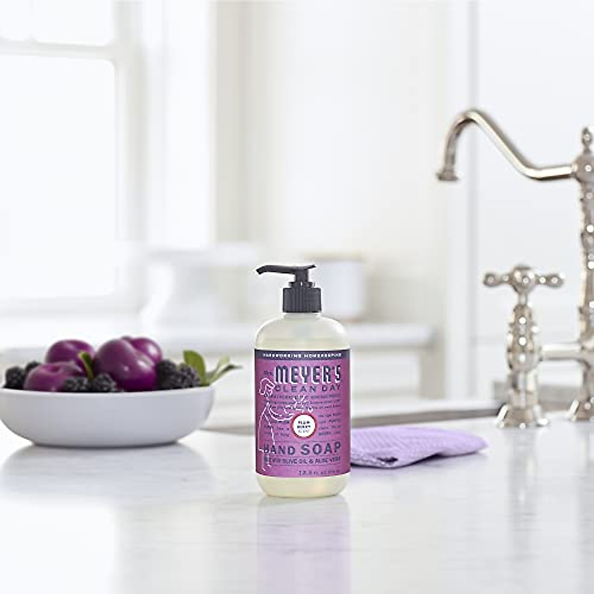 MRS. MEYER'S CLEAN DAY Liquid Hand Soap, Cruelty Free and Biodegradable Formula, Plum Berry Scent, 12.5 oz- Pack of 3