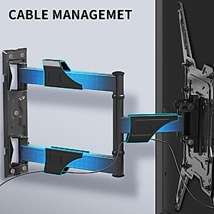 XINLEI Full Motion TV Wall Mount for Most 26-55 Inch Flat Curved TVs, Wall Mount TV Bracket with Swivel Articulating Extension Tilt Arm, Support up to 70lbs, Max VESA 400x400mm(MAP3)