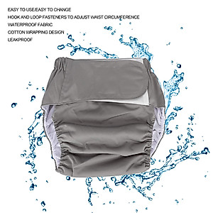 Adult Diaper Cover, Waterproof Washable Reusable Waterproof Diapers Adult Diapers Cloth Pocket Nappy Cover[Gray]