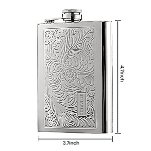 Octaville flasks for liquor for men Stainless quality hip flask 8oz Pocket Engraved Wine Drink Pot Alcohol flagon metal 220ml whiskey flask (Pattern)