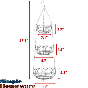 Simple Houseware Modern 3-Tier Hanging Fruit Basket, Chrome